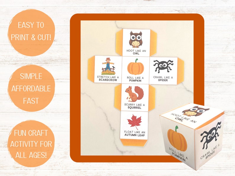 Fall Movement Cards & Dice | Printable Autumn Activity Flashcards for ...