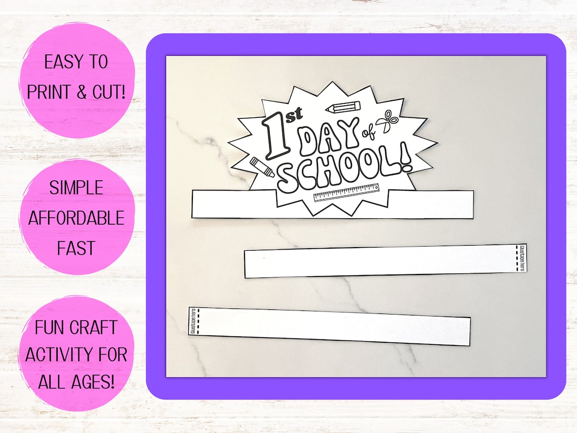 1st Day of School Paper Crown Hats | Back to School Kids Craft Activity ...