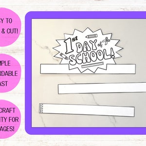 1st Day of School Paper Crown Hats | Back to School Kids Craft Activity ...