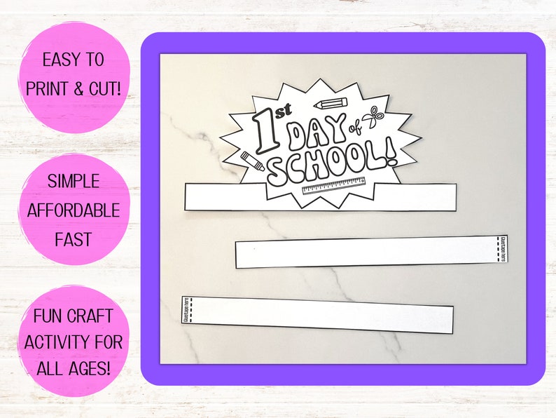 1st Day of School Paper Crown Hats | Back to School Kids Craft Activity ...