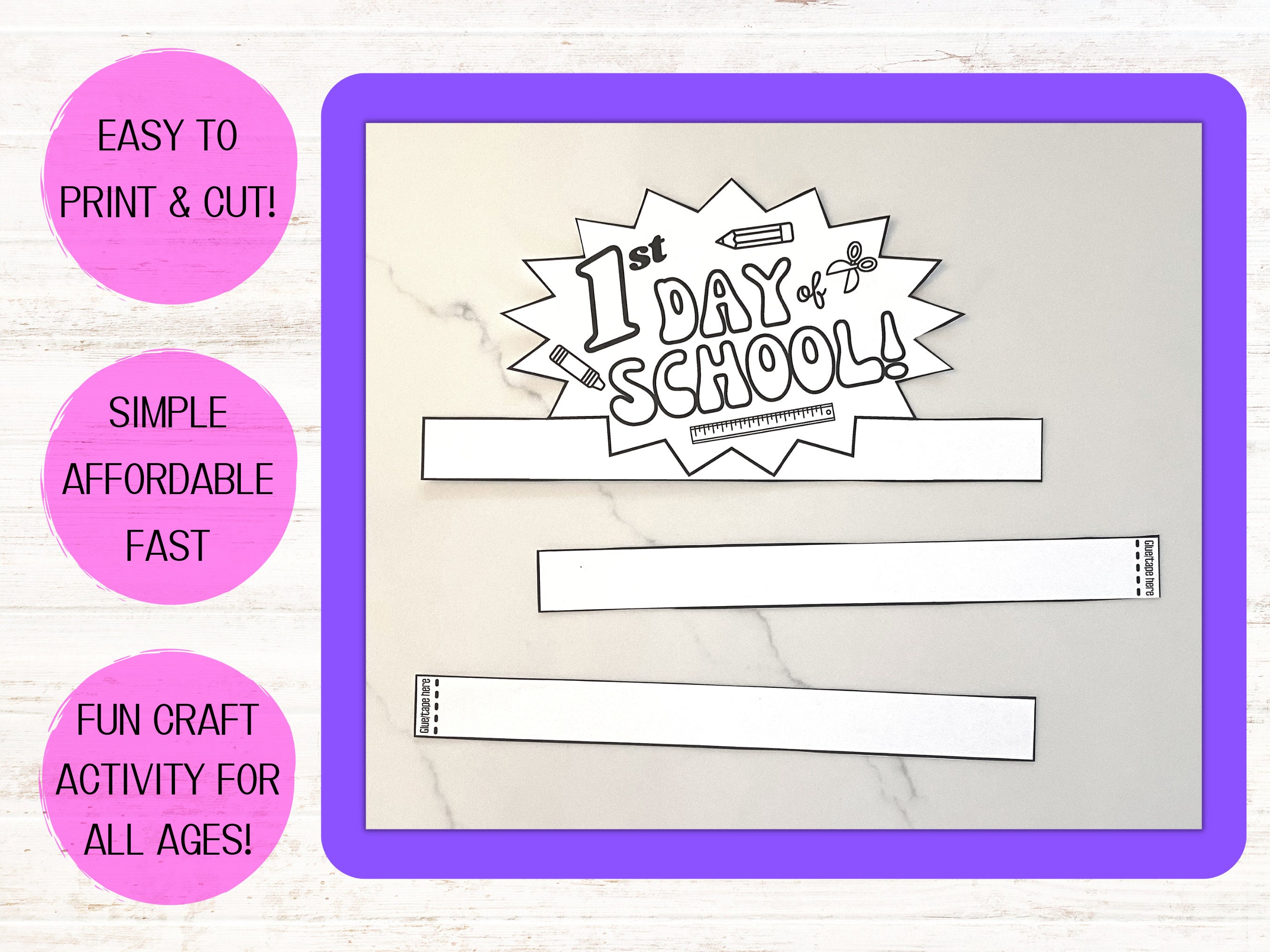 1st Day of School Paper Crown Hats | Back to School Kids Craft Activity ...