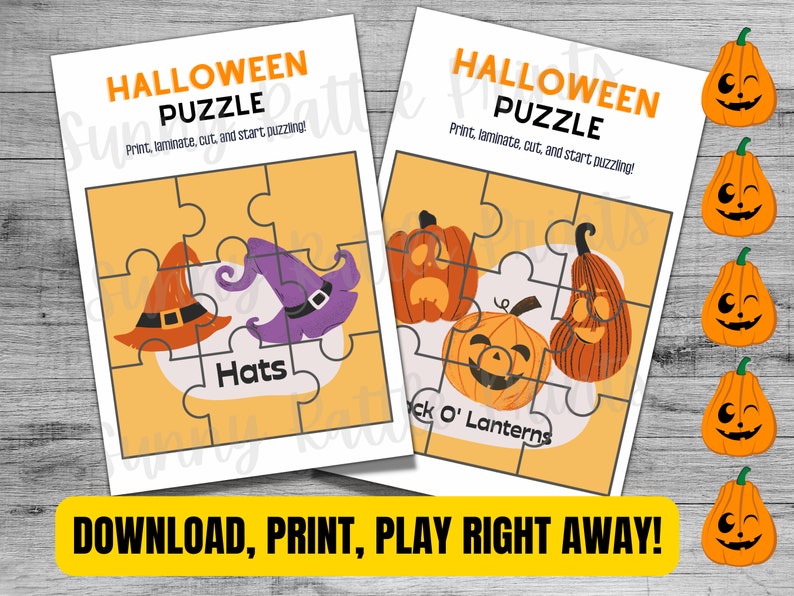 Printable Kids Halloween Puzzles | Halloween Craft Activity | INSTANT ...