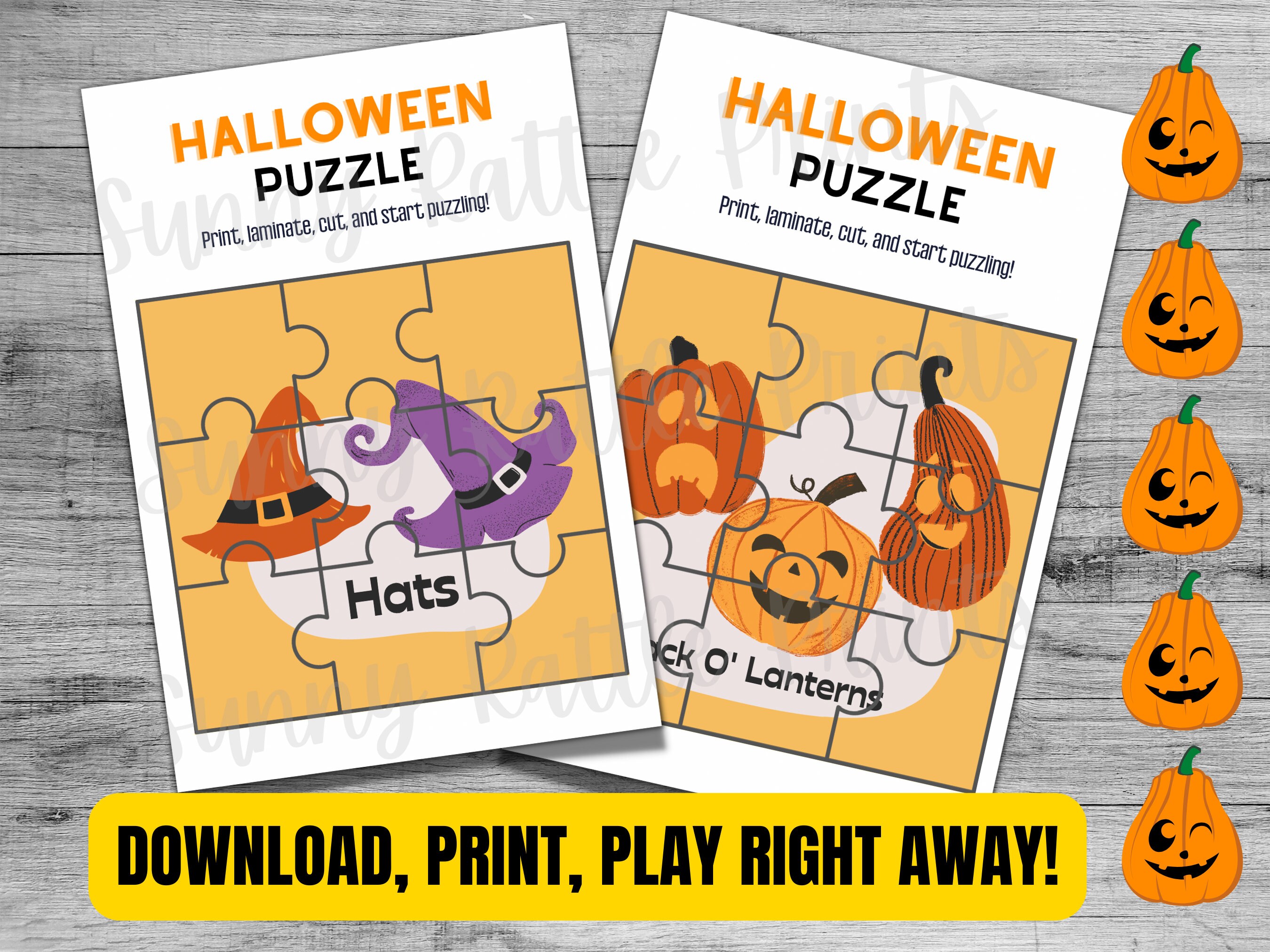 Printable Kids Halloween Puzzles | Halloween Craft Activity | INSTANT ...