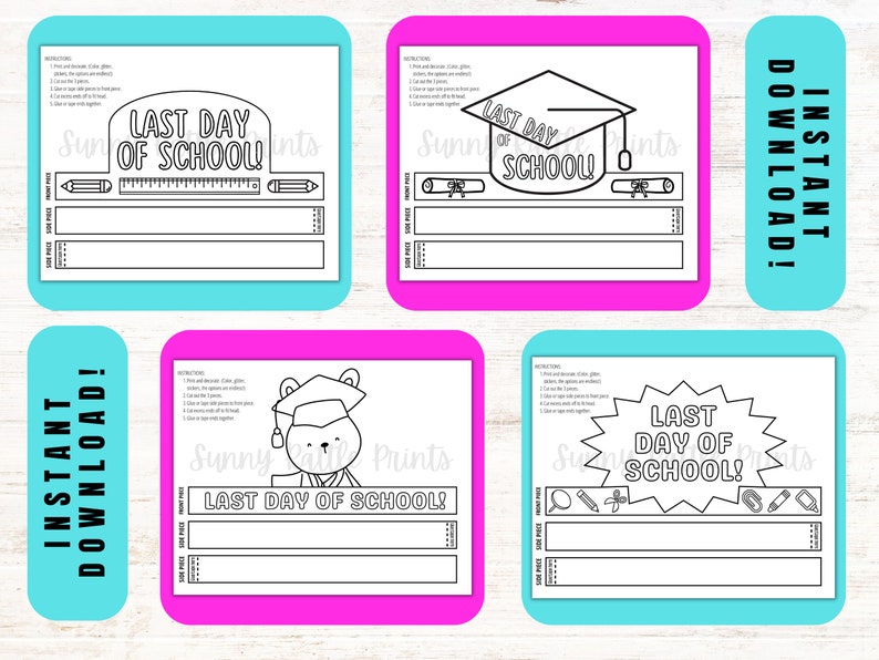 Last Day of School Paper Crown Hats | Kids Craft Activity | Coloring ...