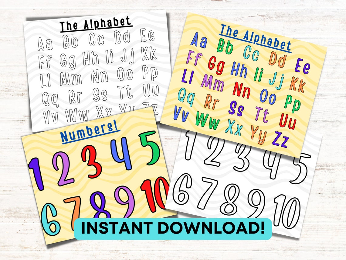 Alphabet & Numbers Worksheets for Preschool and Pre-k Coloring ABC and ...
