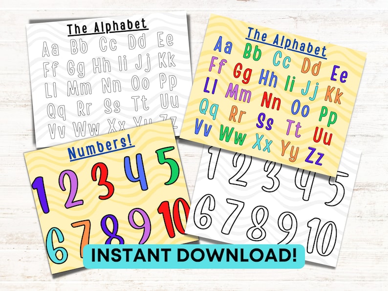 Alphabet & Numbers Worksheets for Preschool and Pre-k | Coloring ABC ...