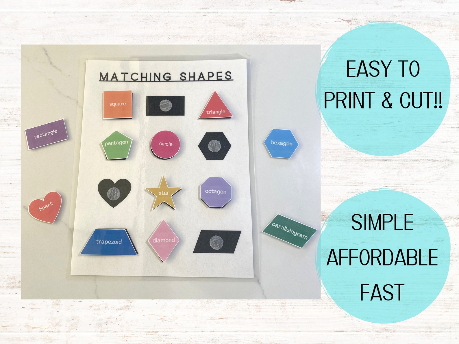 Shapes Matching Printable Worksheet | Busy Binder Printable | Learn ...