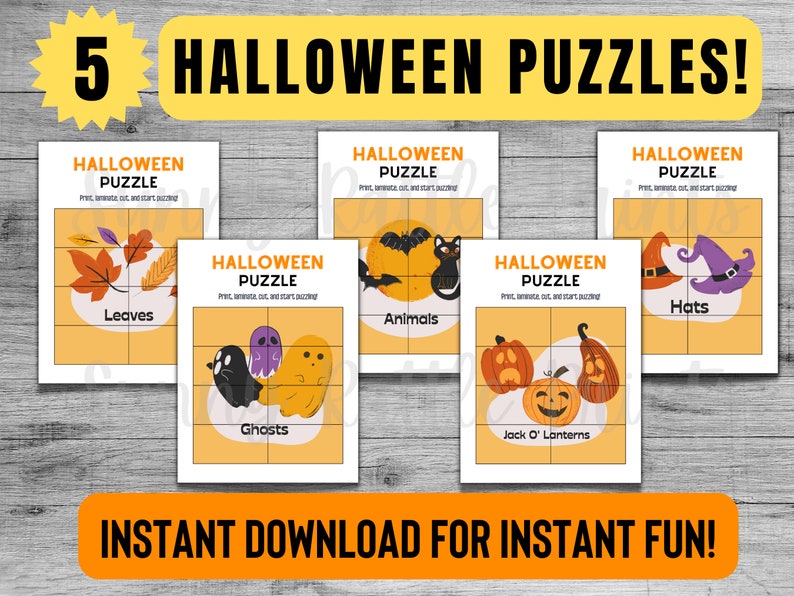 Printable Kids Halloween Puzzles Halloween Craft Activity INSTANT ...