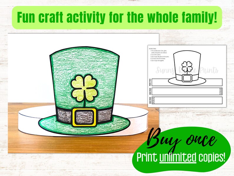 St. Patrick's Day Paper Crowns | Kids Craft Activity | Coloring ...