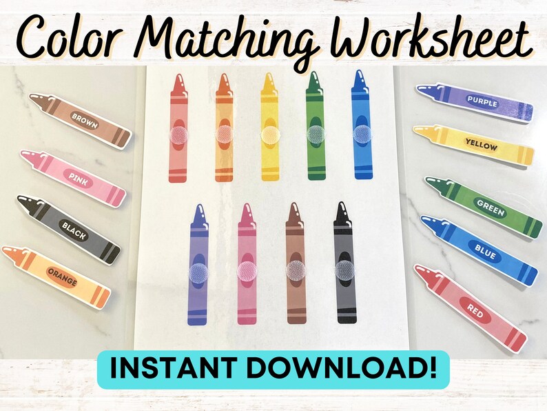 Color Matching Printable Worksheet | Busy Binder Printable | Learn ...