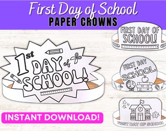Back to School Paper Crown Hats | 1st Day of School Kids Craft Activity ...