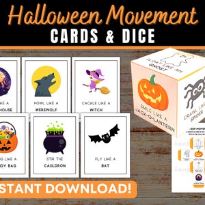 Halloween Movement Cards & Dice: Kids Activity (digital Download) - Etsy