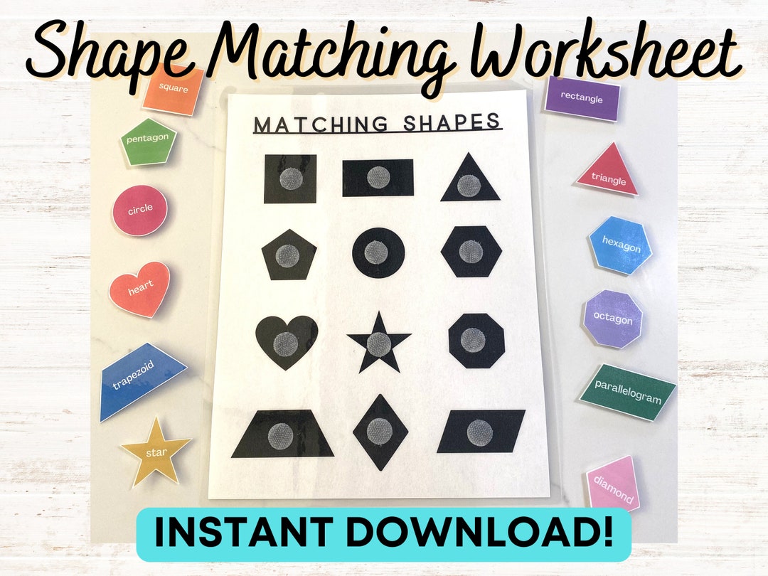 Shapes Matching Printable Worksheet | Busy Binder Printable | Learn Shapes | Educational ...