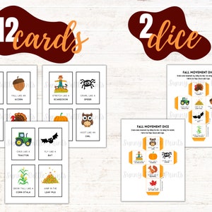 Fall Movement Cards & Dice | Printable Autumn Activity Flashcards for ...