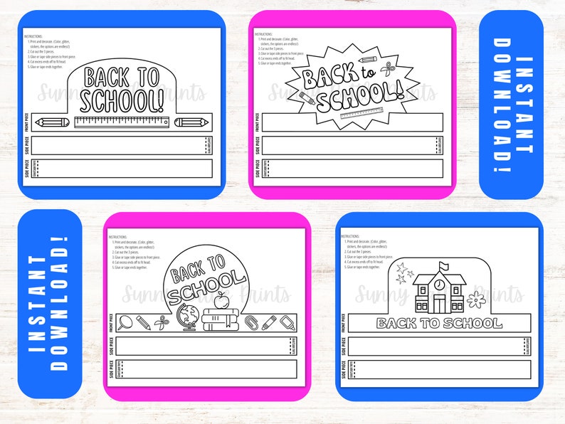 Back to School Paper Crown Hats | 1st Day of School Kids Craft Activity ...