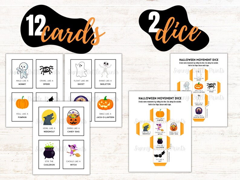 Halloween Movement Cards & Dice: Kids Activity (digital Download) - Etsy