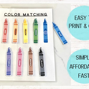 Color Matching Printable Worksheet | Busy Binder Printable | Learn ...