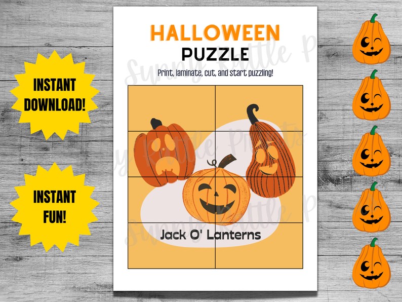 Printable Kids Halloween Puzzles Halloween Craft Activity INSTANT ...