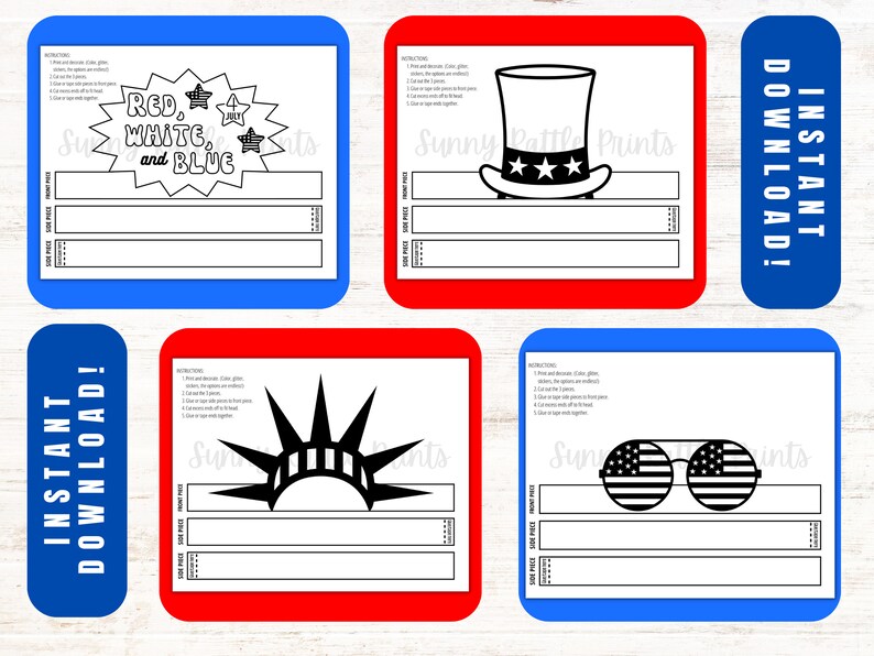 Fourth of July Paper Crown Hats | 4th of July Kids Craft Activity ...