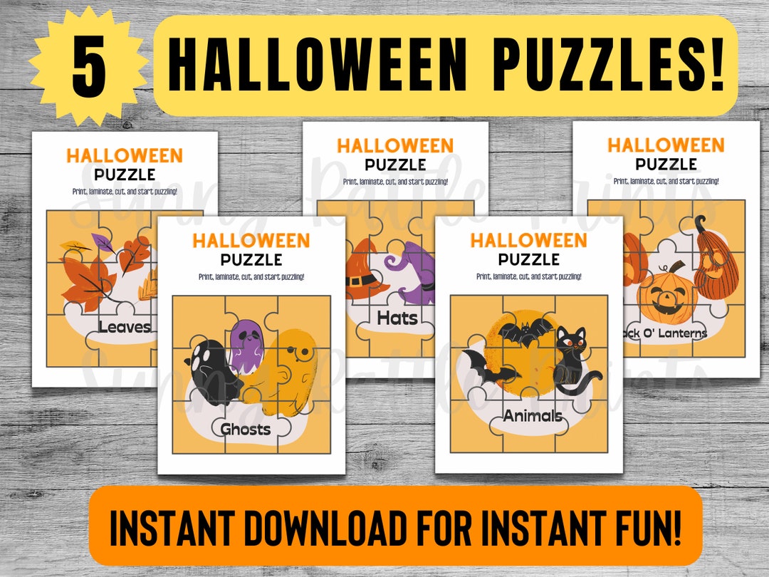 Printable Kids Halloween Puzzles | Halloween Craft Activity | INSTANT ...