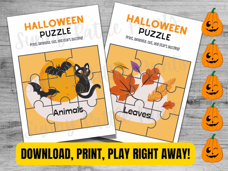 Printable Kids Halloween Puzzles | Halloween Craft Activity | INSTANT ...