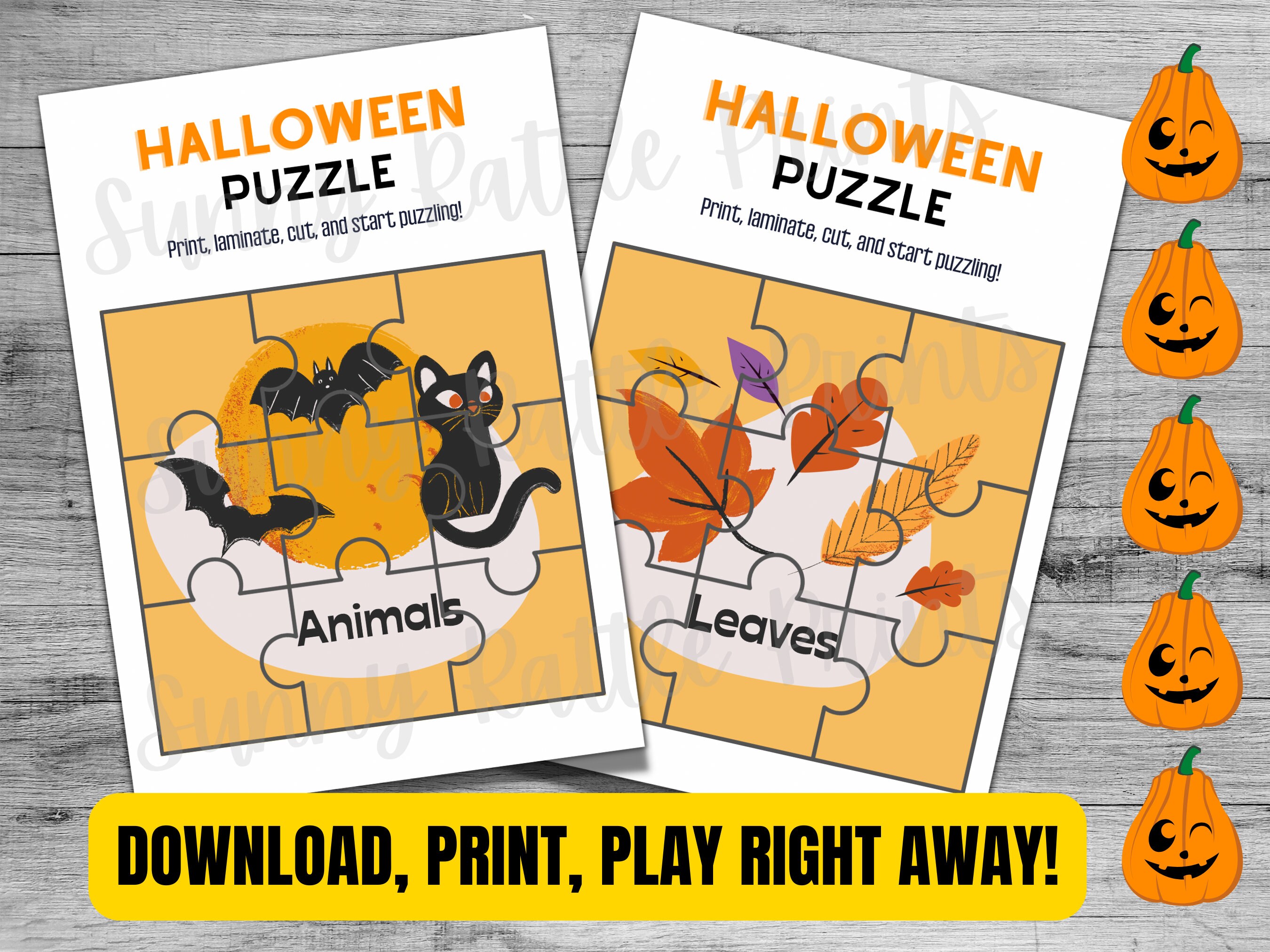 Printable Kids Halloween Puzzles | Halloween Craft Activity | INSTANT ...