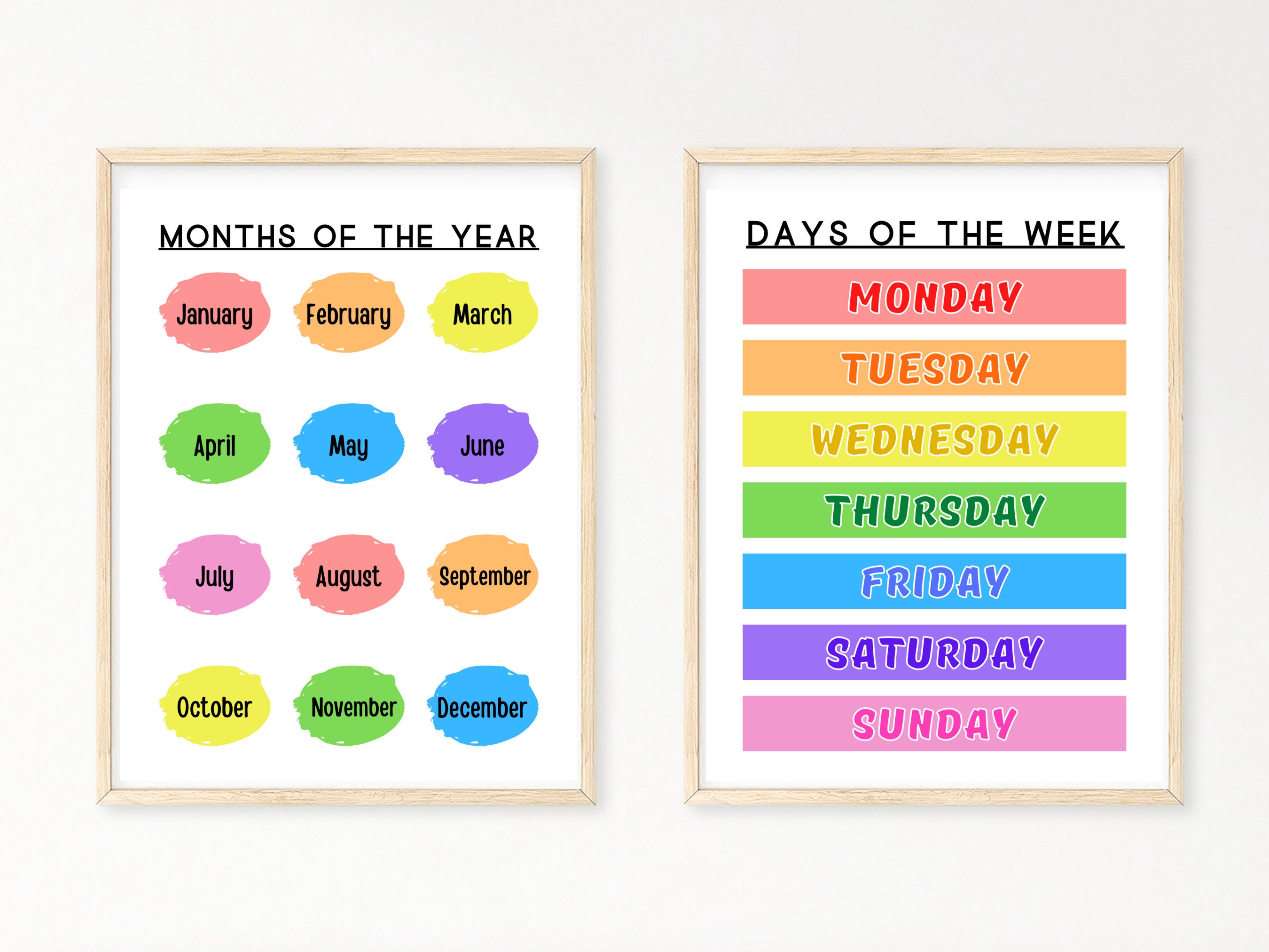 8 Educational Posters Classroom Wall Art Nursery Decor Homeschool ...