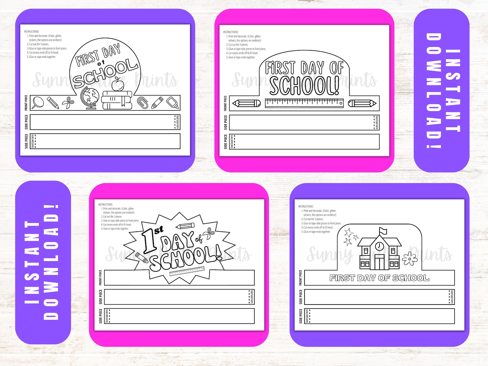 1st Day of School Paper Crown Hats | Back to School Kids Craft Activity ...