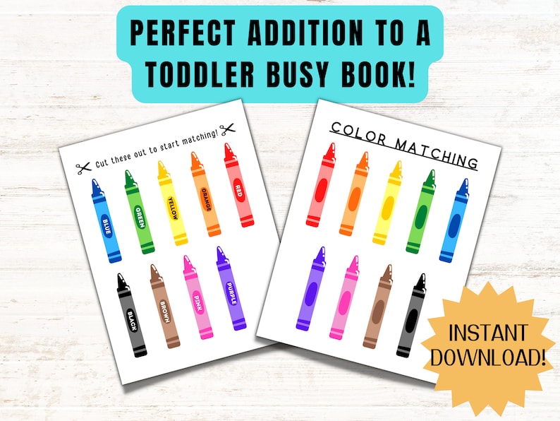 Color Matching Printable Worksheet | Busy Binder Printable | Learn ...