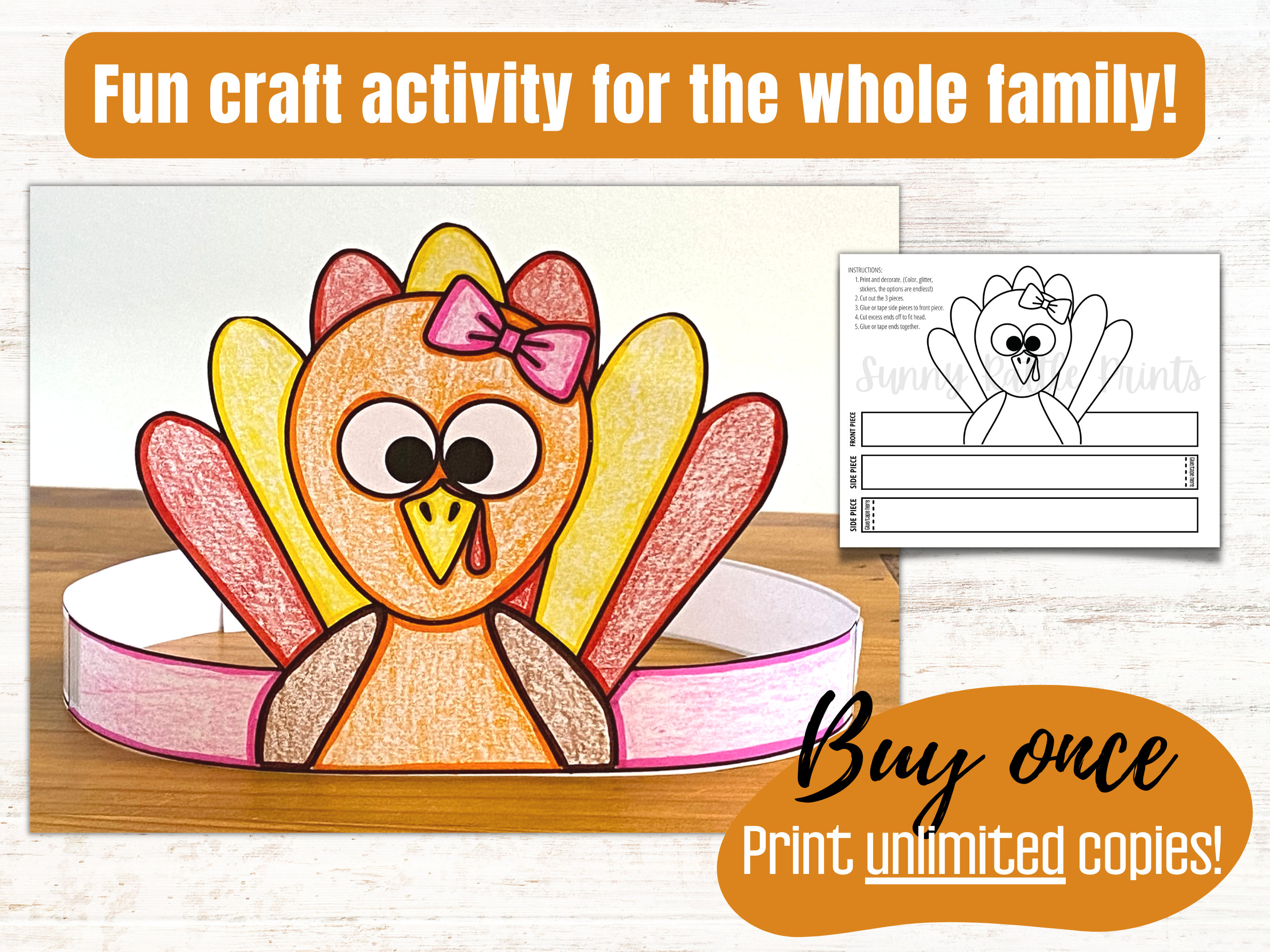 Thanksgiving Turkey Paper Crowns | Kids Craft Activity | Coloring ...