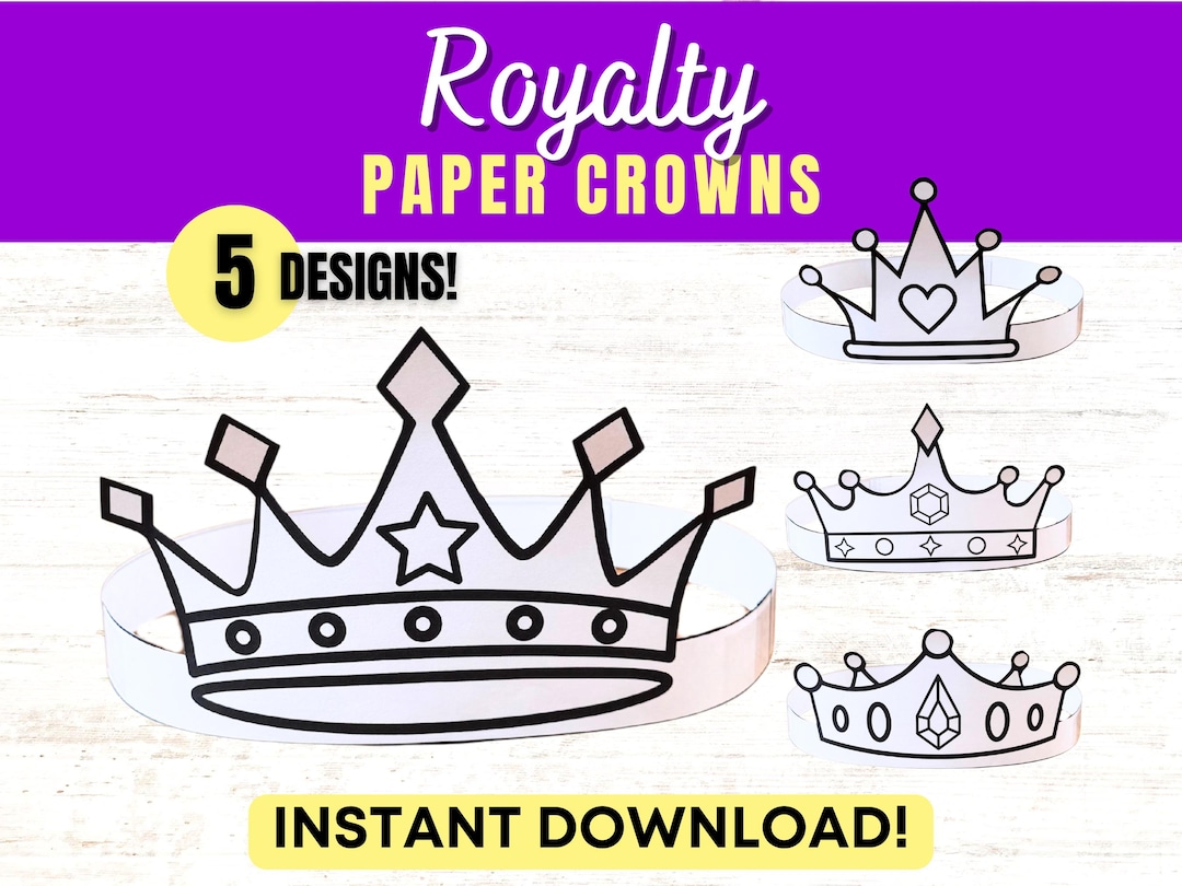 Royal Paper Crown Hats | Kids Craft Activity | Coloring Printable ...