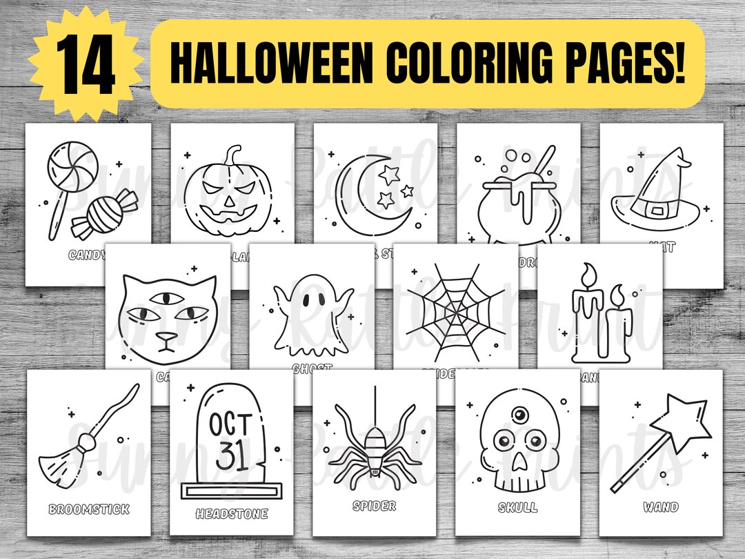 Printable Kids Halloween Coloring Sheets Halloween Craft Etsy Printable Kids Halloween Coloring Sheets Halloween Craft Etsy
