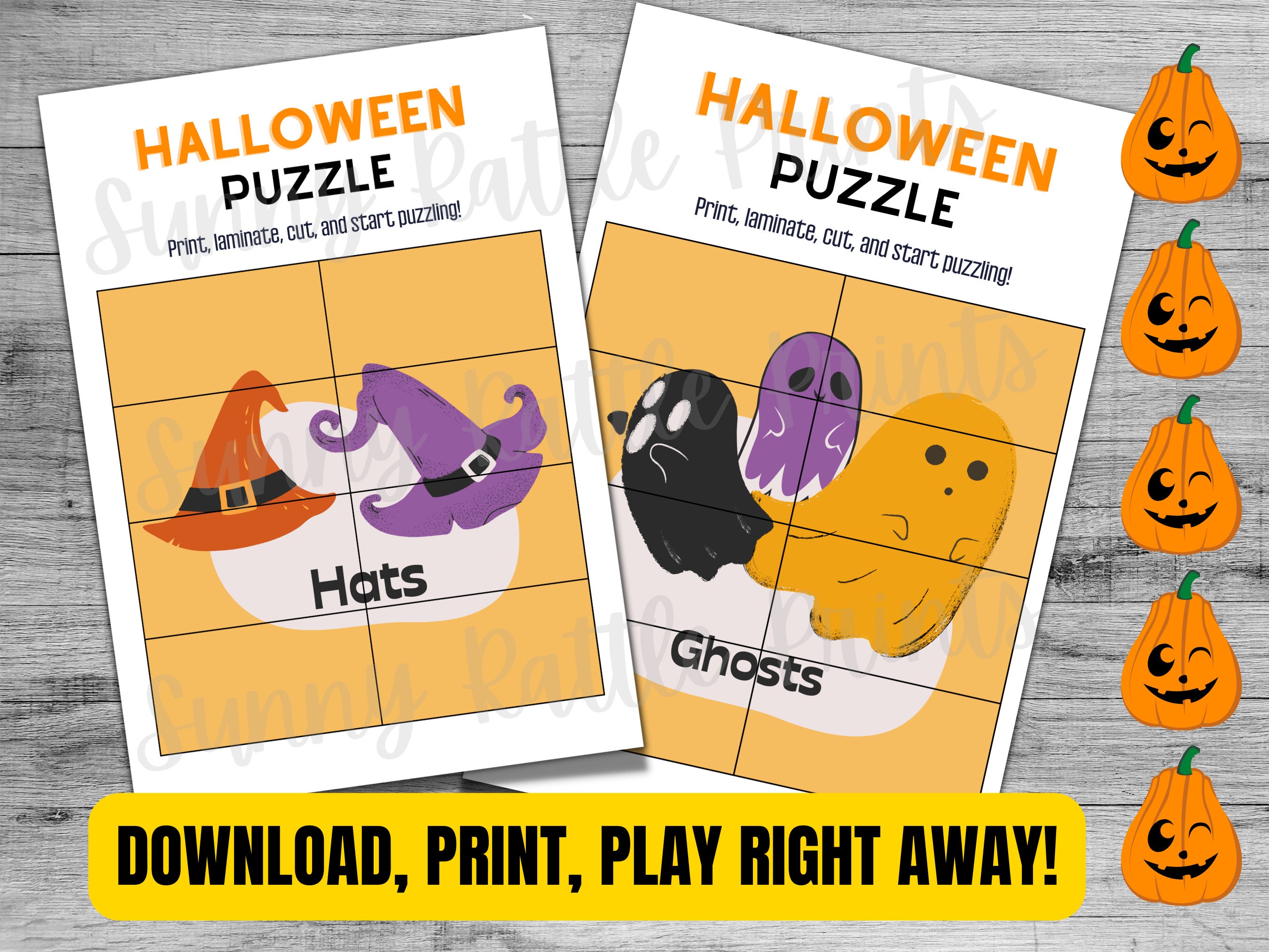 Printable Kids Halloween Puzzles Halloween Craft Activity INSTANT ...