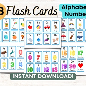Printable Flashcards Alphabet & Numbers for Preschool and Pre-k ABC and ...