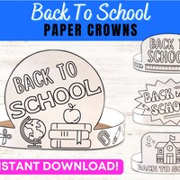 Back to School Paper Crown Hats 1st Day of School Kids Craft Activity ...