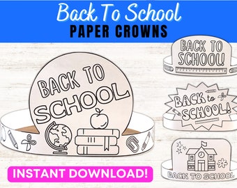 Last Day of School Paper Crown Hats | Kids Craft Activity | Coloring ...
