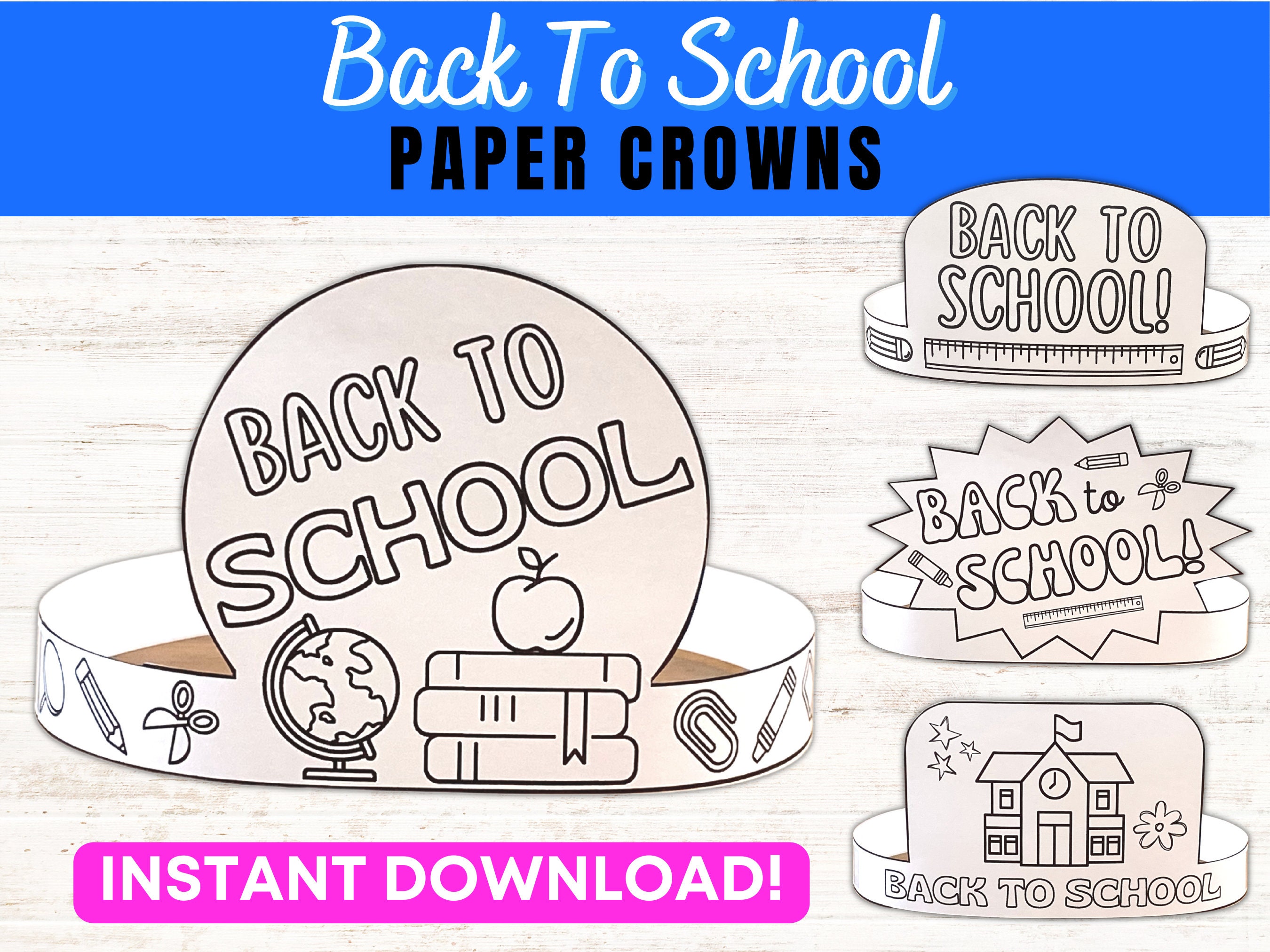 Back to School Paper Crown Hats | 1st Day of School Kids Craft Activity ...