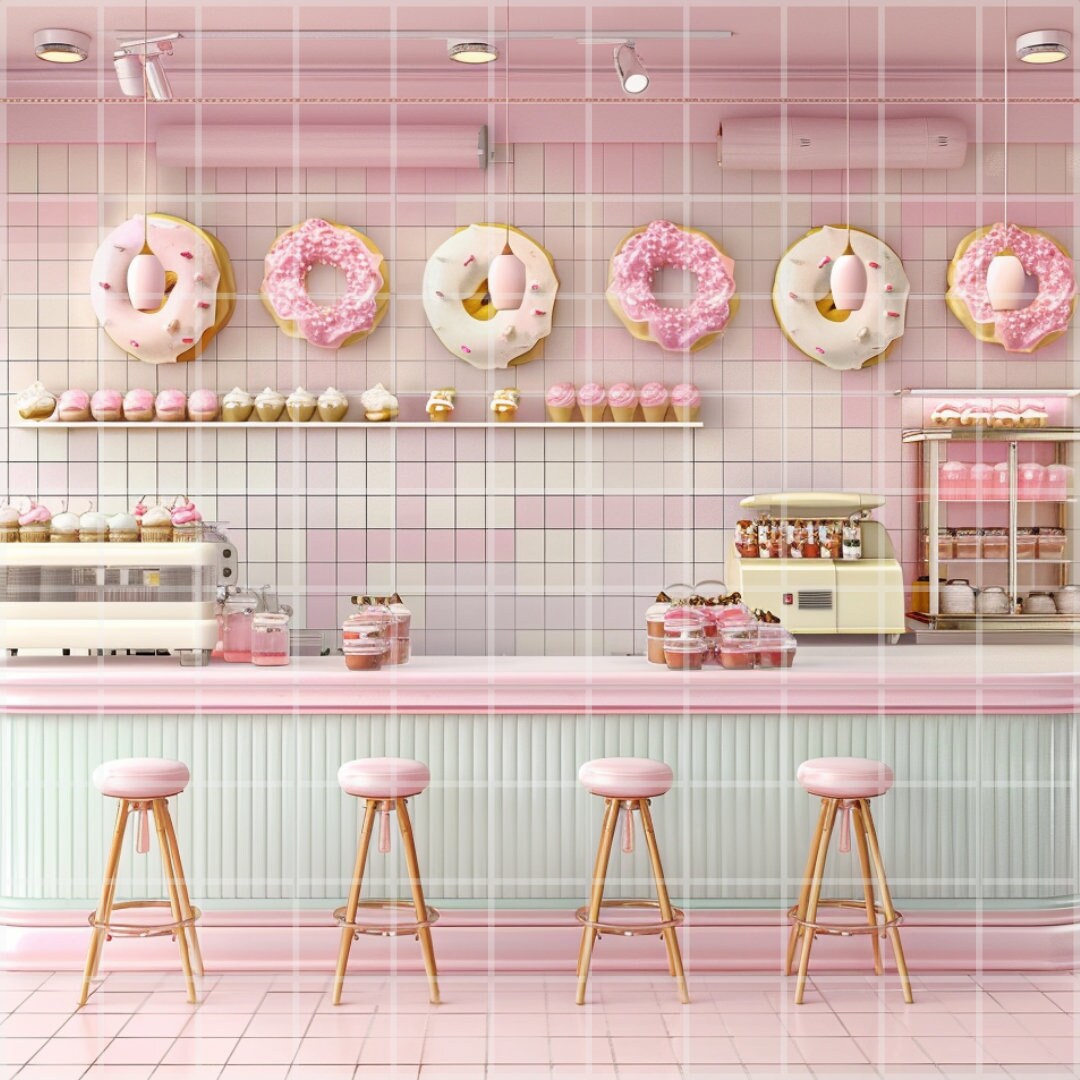 53 Donut Shop Digital Backgrounds - Ice Cream, Retro, Birthday, Donuts ...