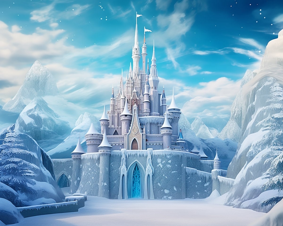 26 Frozen Ice Castle Digital Backgrounds - Ice Cave, Forest, Snowflakes ...