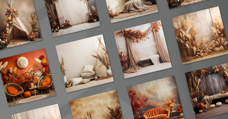 62 Boho Fall Digital Backgrounds - Boho Studio, Tents, Minimalist ...