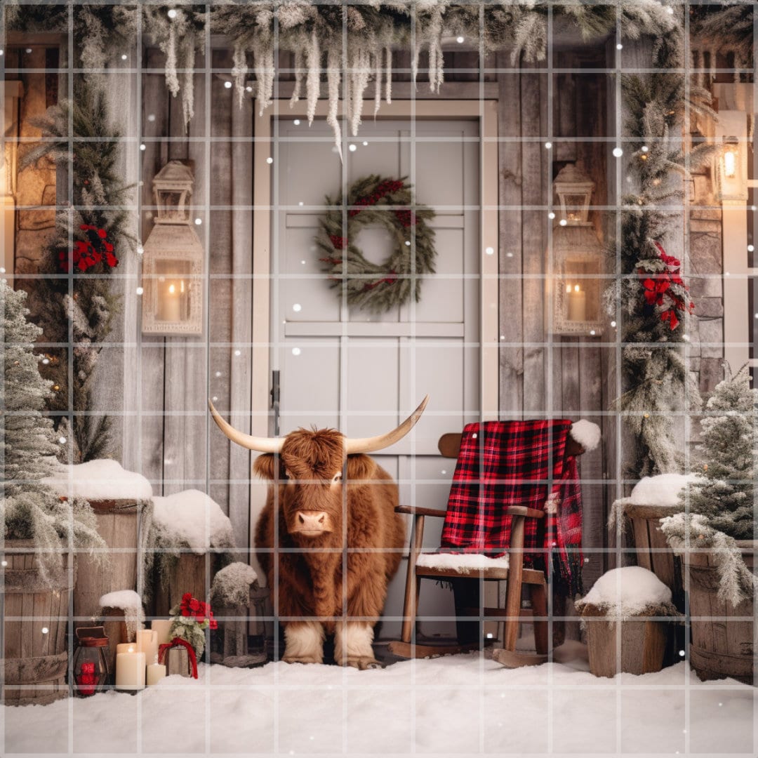 25 Highland Cows Christmas Digital Backgrounds Farm, Barn, Lights ...