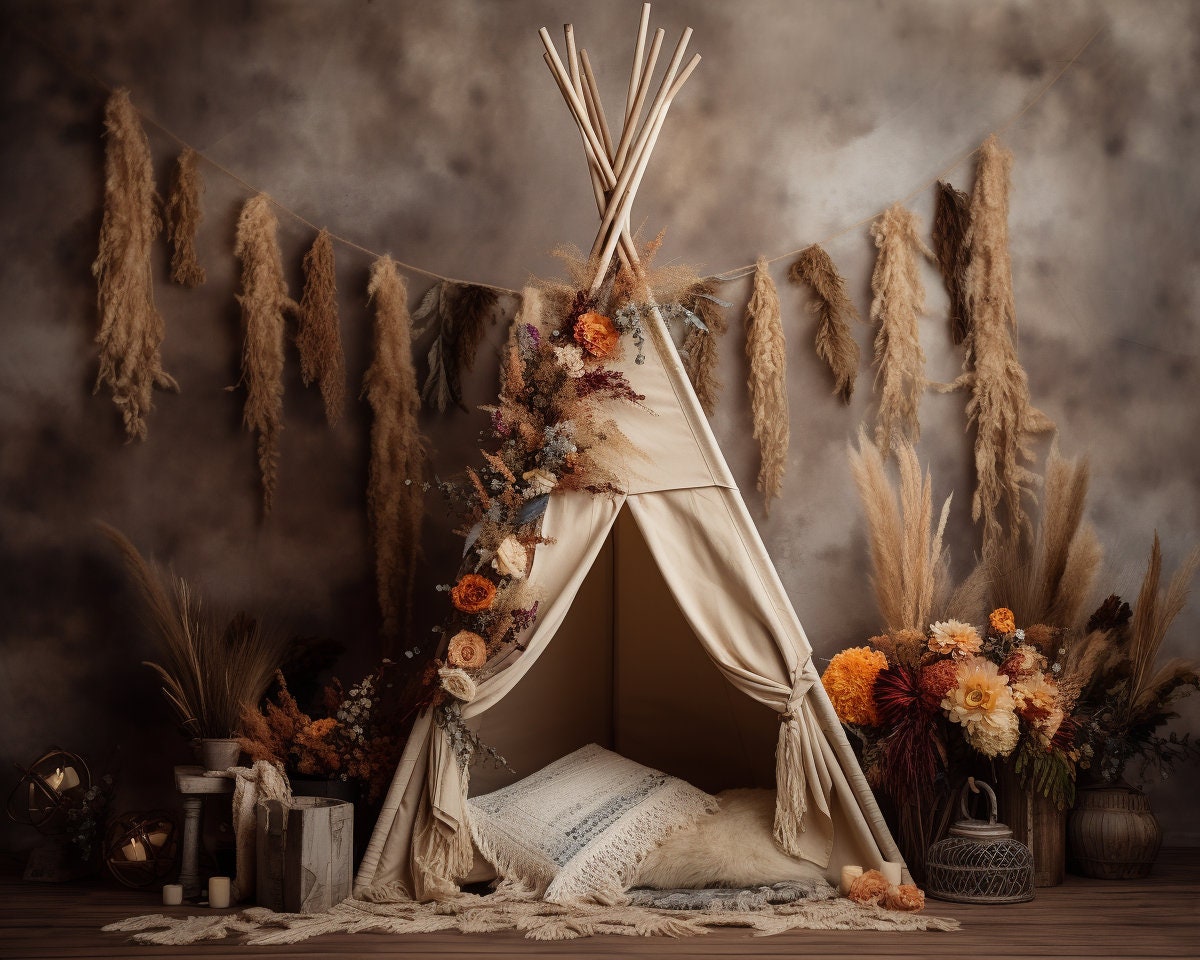 62 Boho Fall Digital Backgrounds - Boho Studio, Tents, Minimalist ...