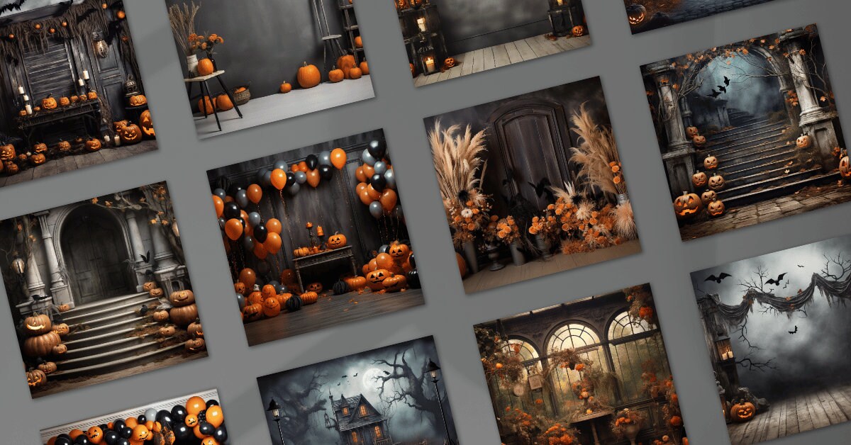 104 Halloween Digital Backgrounds Photography Graphic Design Trendy ...