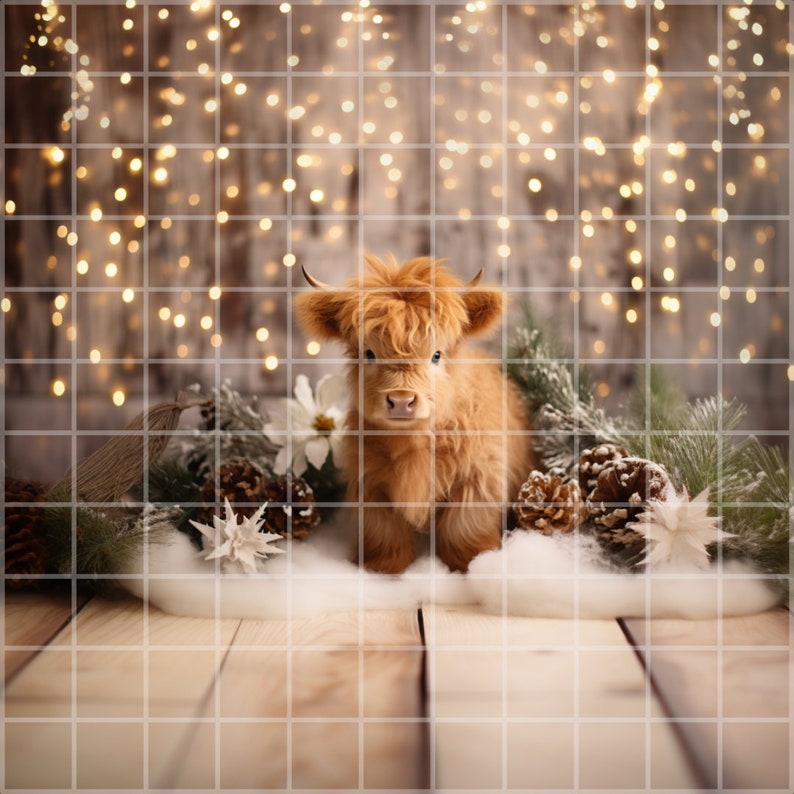 25 Highland Cows Christmas Digital Backgrounds - Farm, Barn, Lights ...