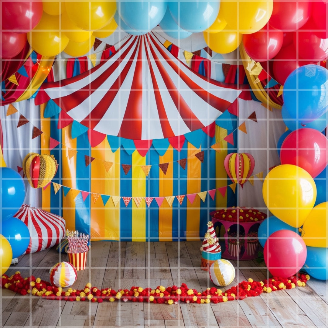 54 Carnival Circus Photography Backdrops - Tent, Balloons (digital ...