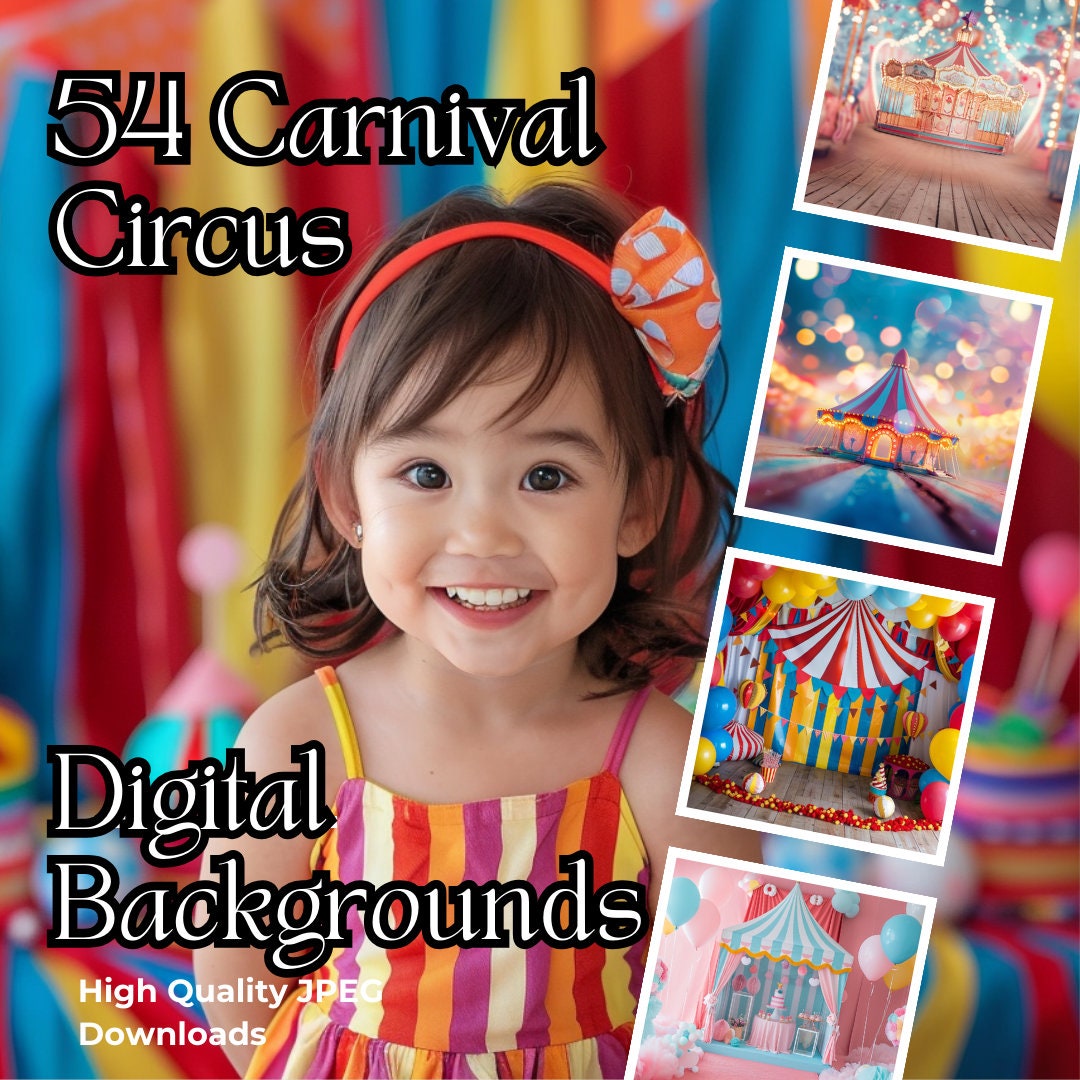 54 Carnival Circus Photography Backdrops - Tent, Balloons (digital ...