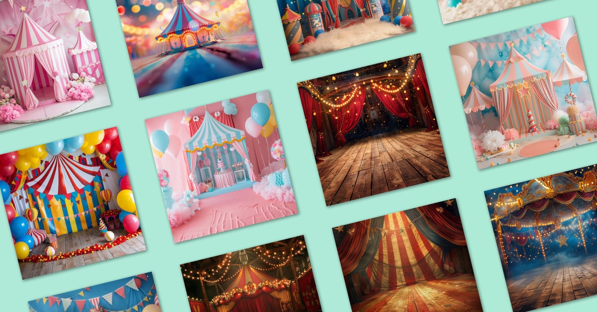54 Carnival Circus Photography Backdrops - Tent, Balloons (digital ...