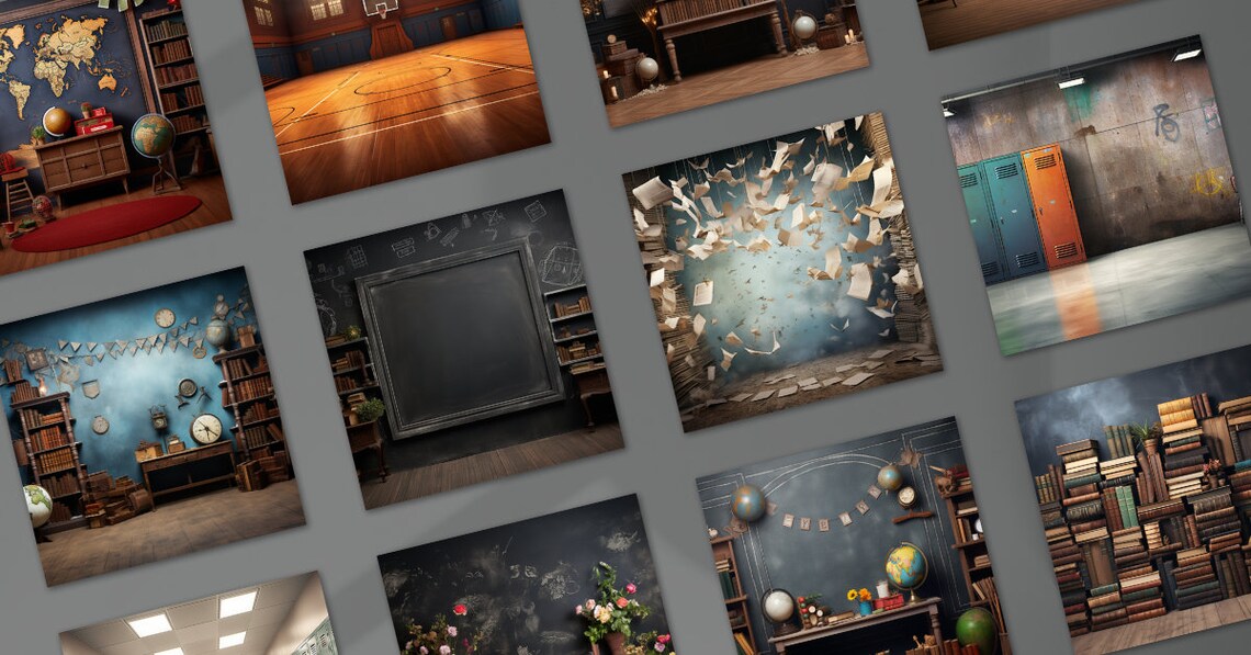 56 Back to School Digital Backgrounds Lockers Hallway Gym - Etsy