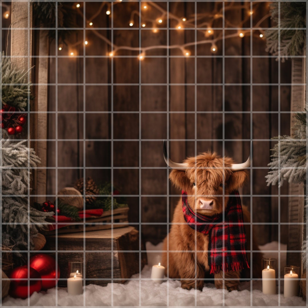 25 Highland Cows Christmas Digital Backgrounds - Farm, Barn, Lights ...