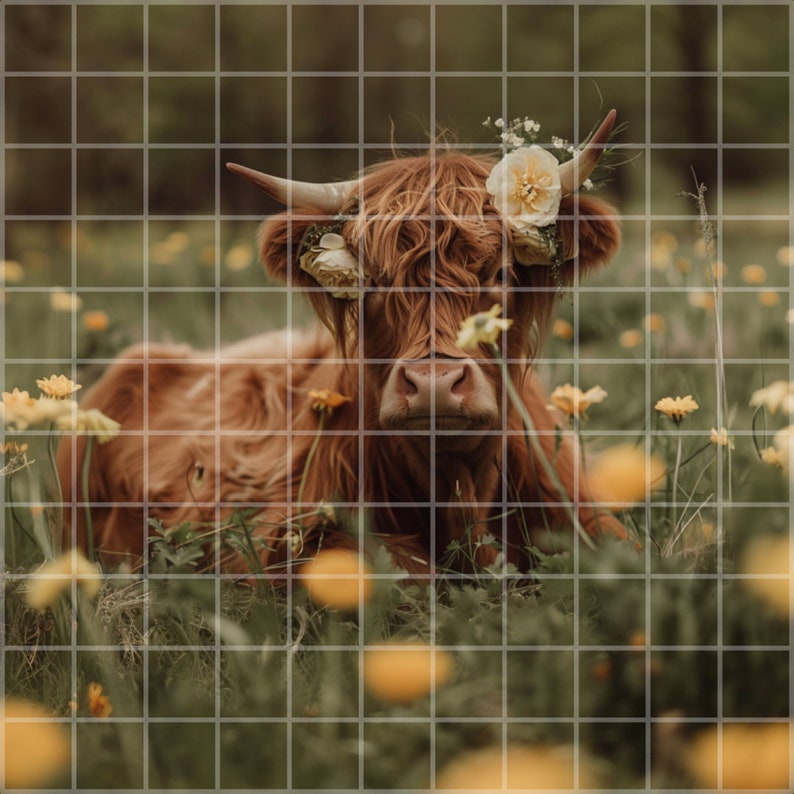 80 Spring Highland Cow Digital Backgrounds - Flower Fields, Boho, Tulip ...